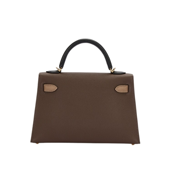 Hermès Mini Kelly II 20 Ecorce, Etoupe and Black Tri-Color Epsom Gold ...
